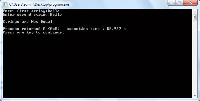 C Program That Defines A Class String And Overload Operator To Compare Two Strings